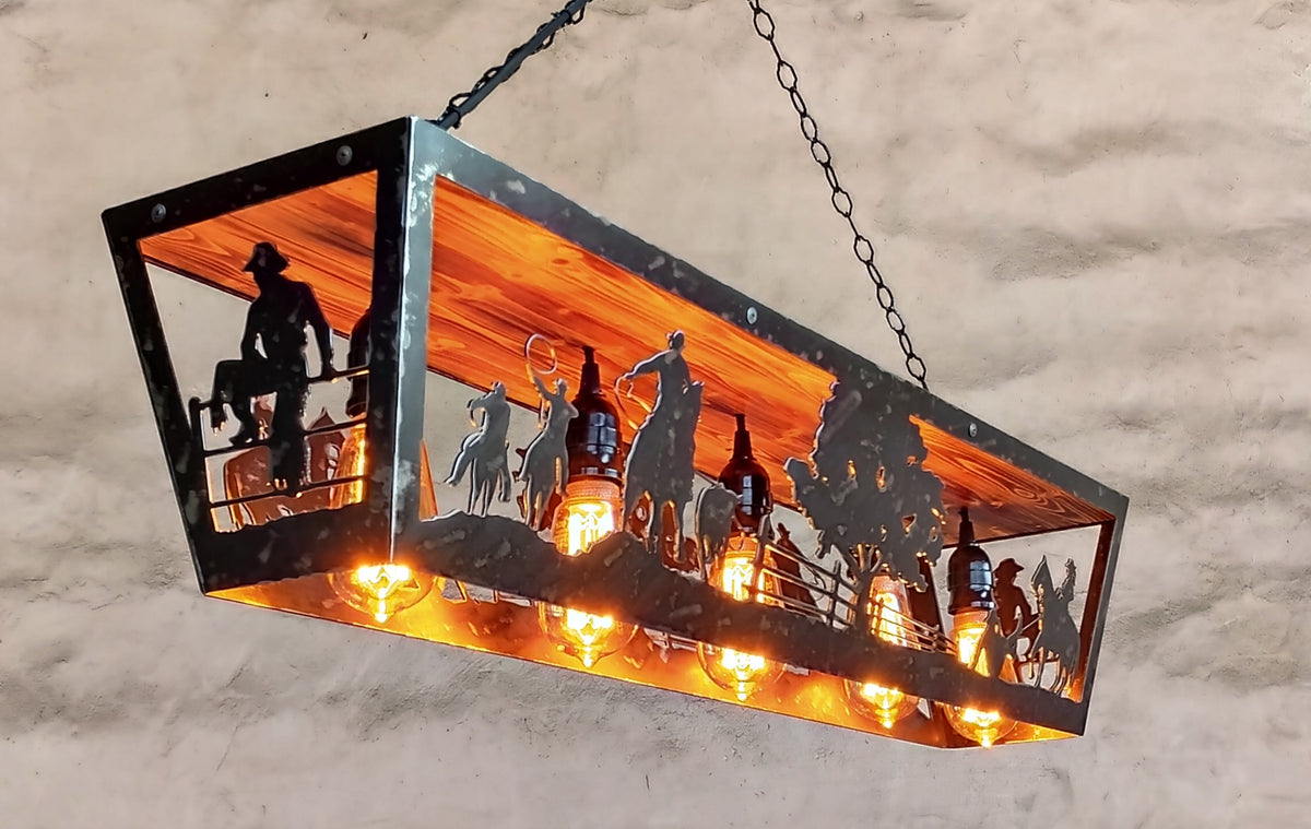 Rustic Cowboy-Themed Farmhouse Five-Light Fixture: Handcrafted Western ...