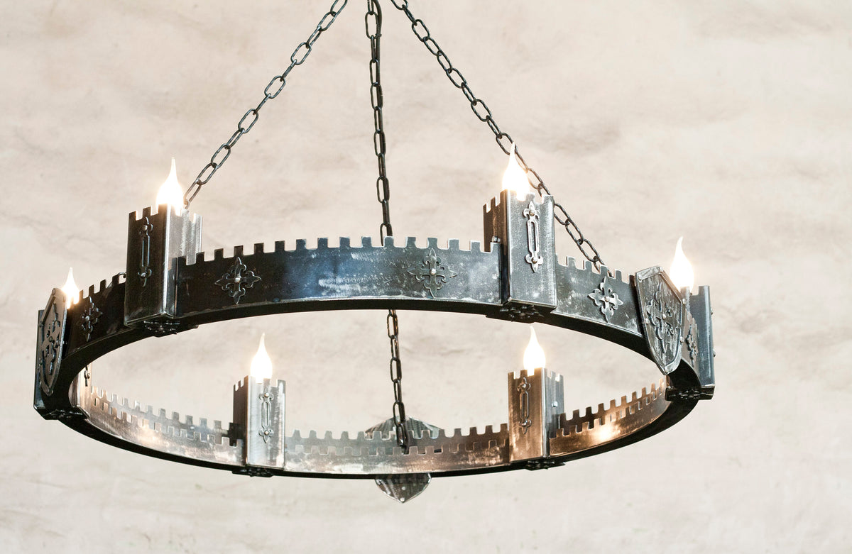 Large Medieval Iron Chandelier | Gothic Castle Ceiling Light | 6 Light ...
