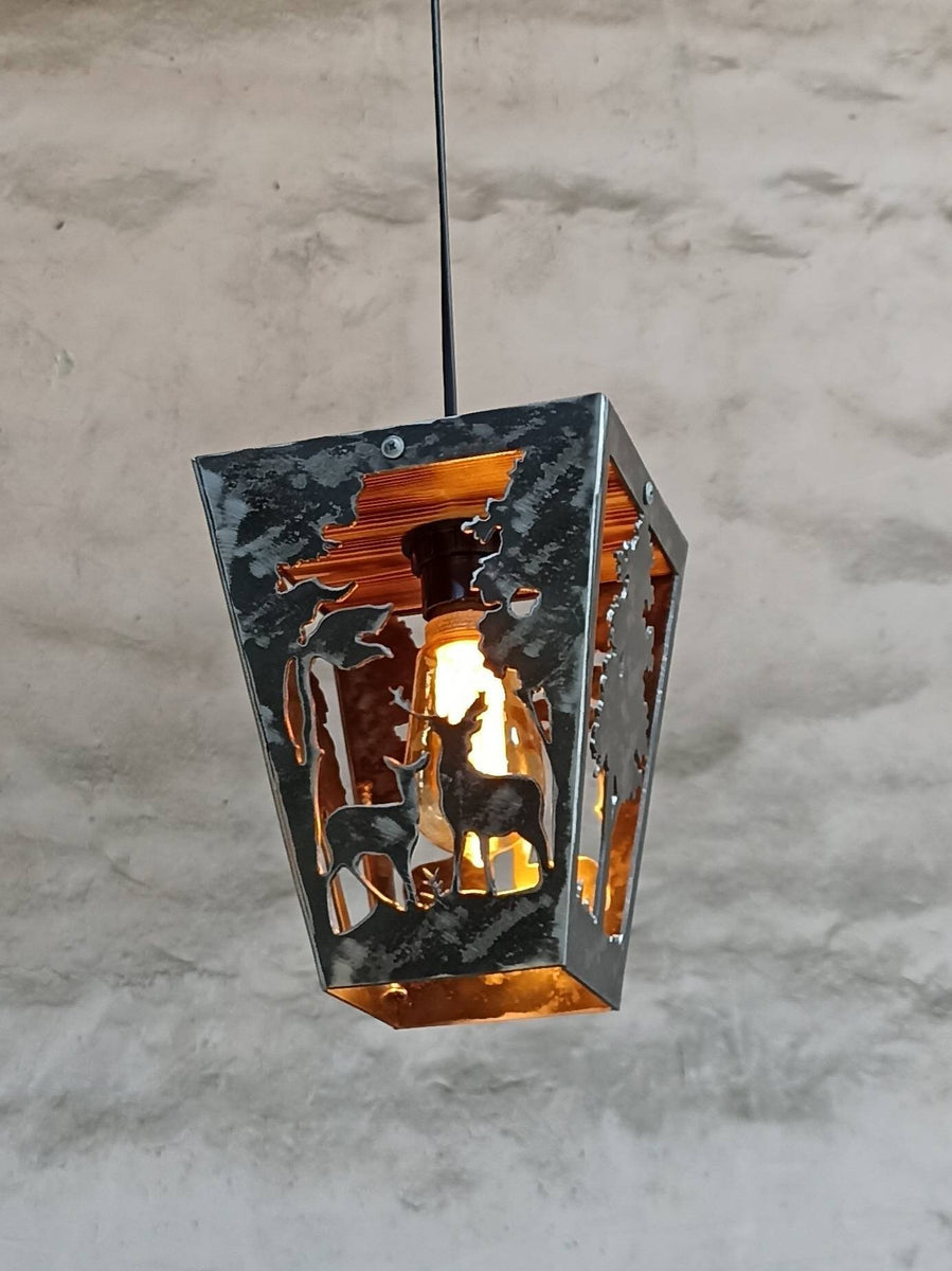 Rustic Pendant light - Buck and doe - Cabin Ceiling lights - Log House ...