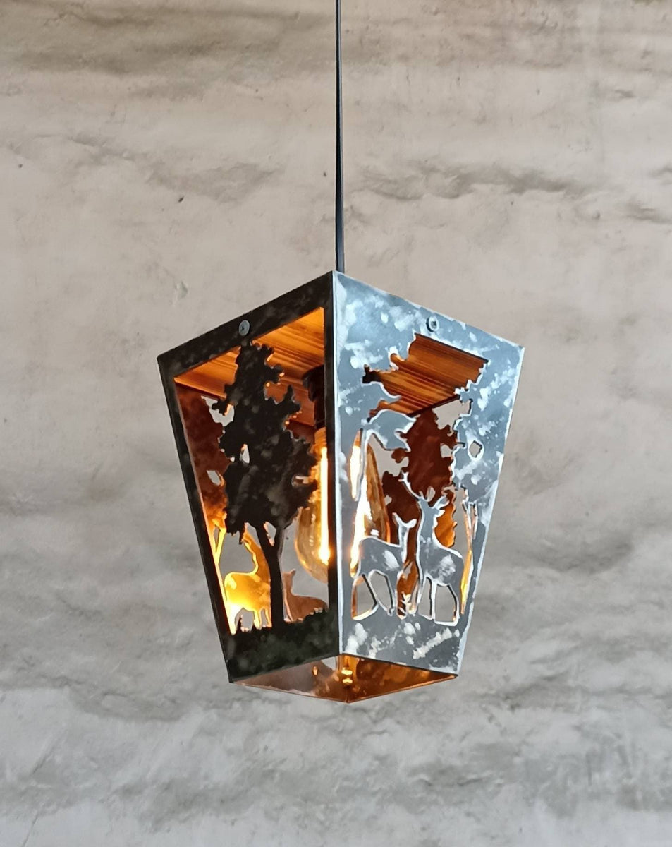 Rustic Pendant light - Buck and doe - Cabin Ceiling lights - Log House ...